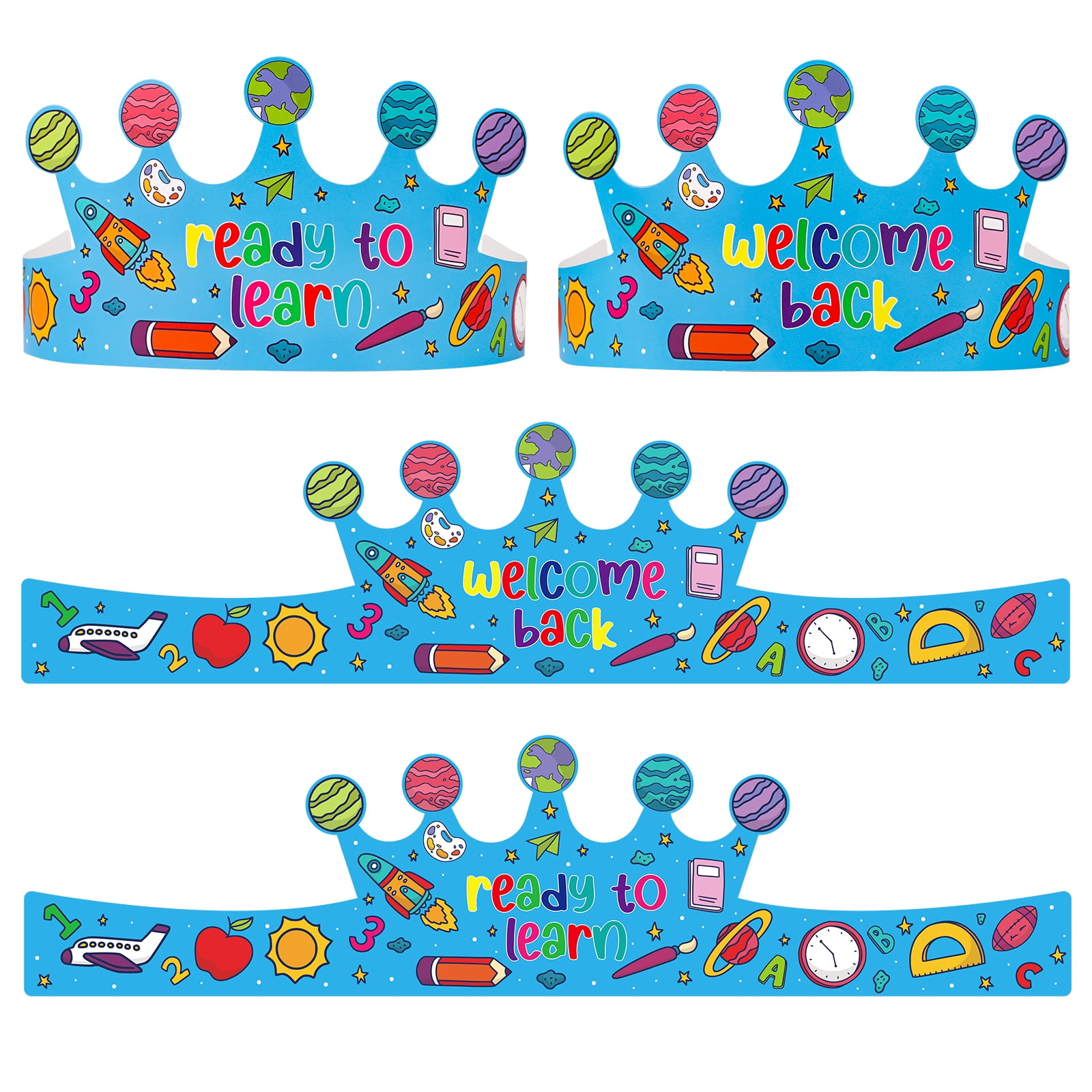 WhatSign 24 PCS Welcome Back to School Paper Crown for Kids Ready to ...