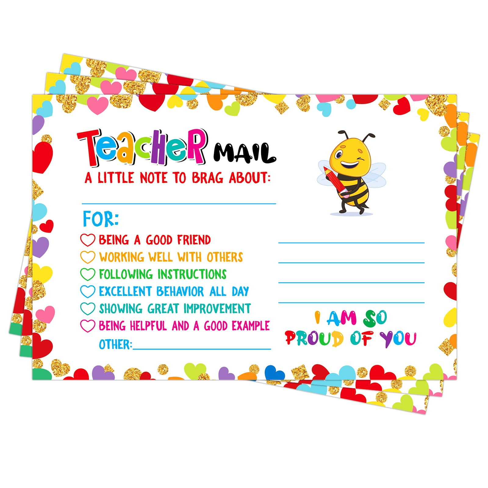 WhatSign 50 Pcs Teacher Notes to Parents Classroom Incentive Cards ...