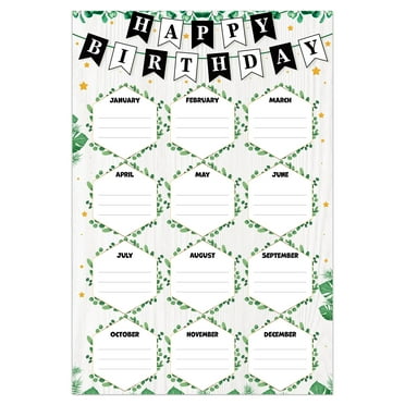 WaaHome Happy Birthday Chart Poster Watercolor Classroom Birthday Chart ...