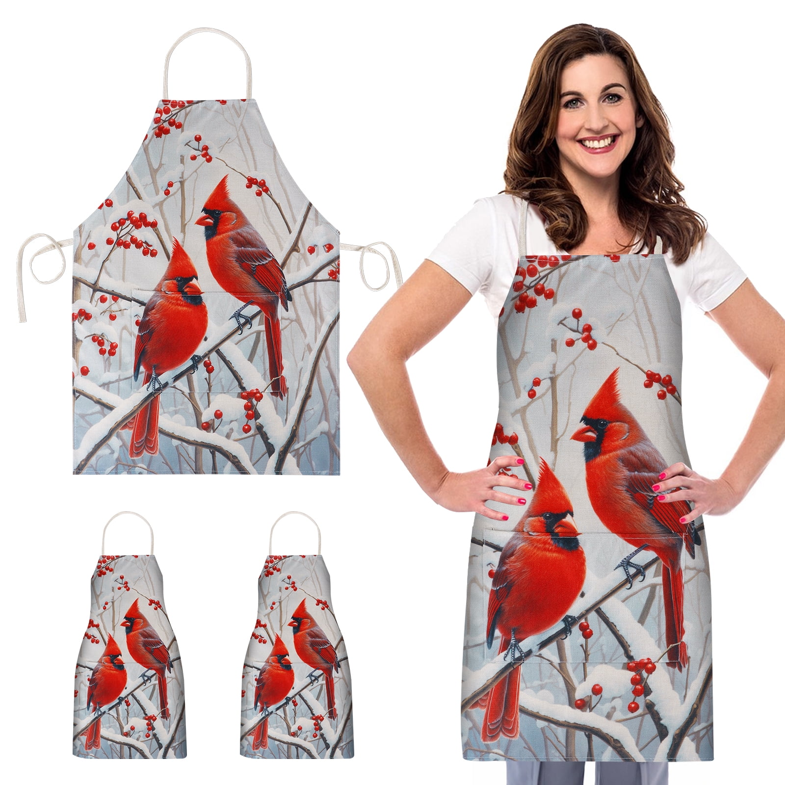 WhatSign Christmas Cardinal Kitchen Apron, Red Cardinal Cooking Apron ...