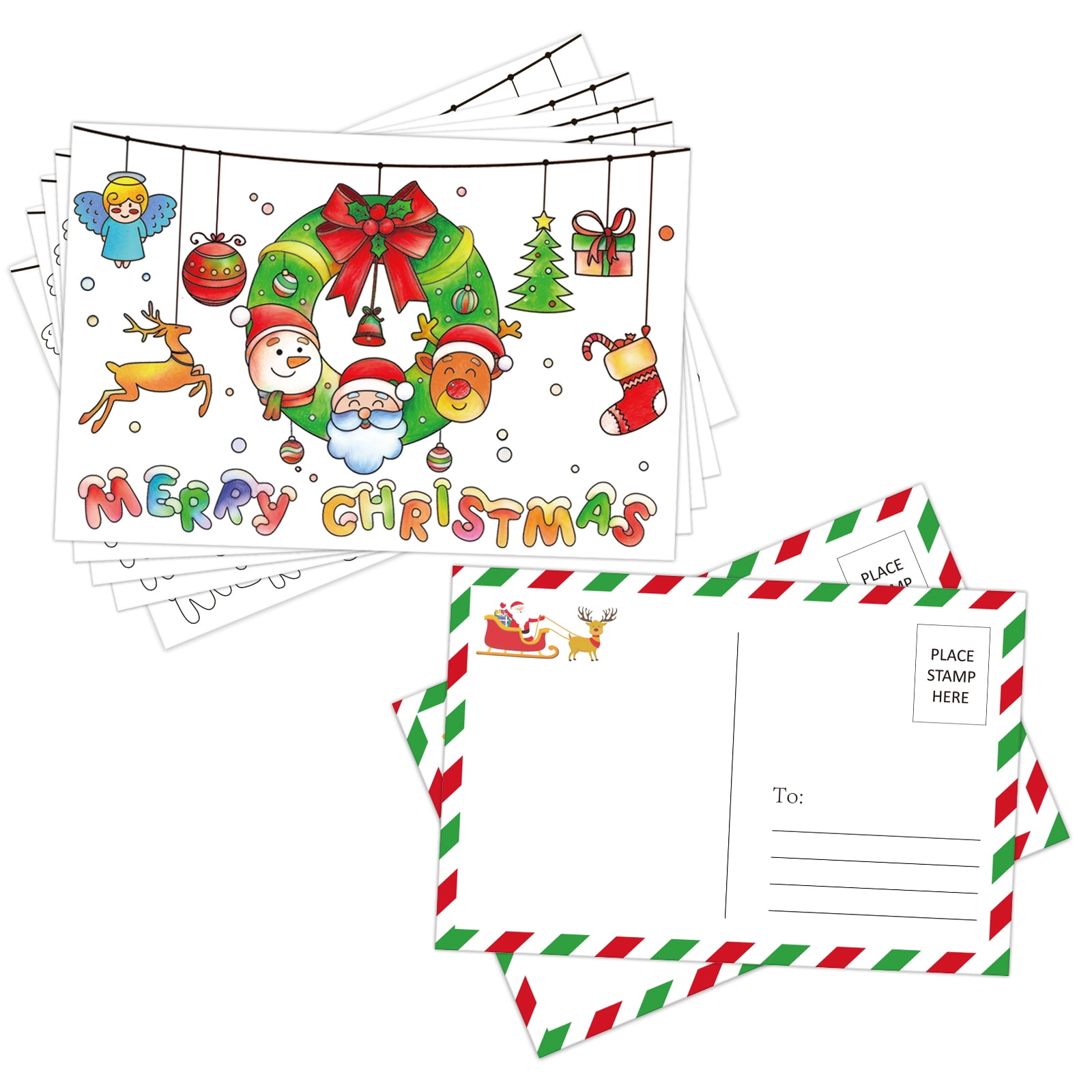 WhatSign Christmas Color Your Own Postcards Coloring Cartoon Christmas ...