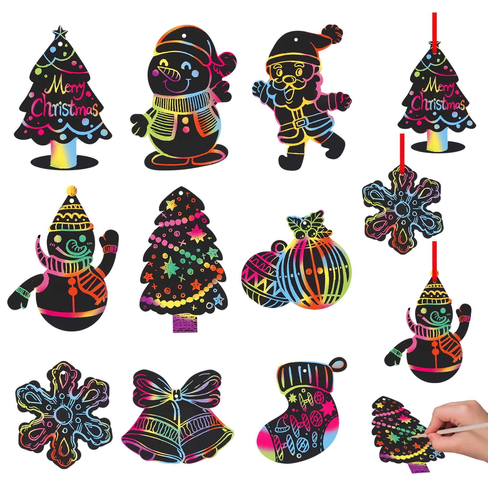 WhatSign Christmas Ornament Crafts for Kids 24 PCS Rainbow Christmas ...