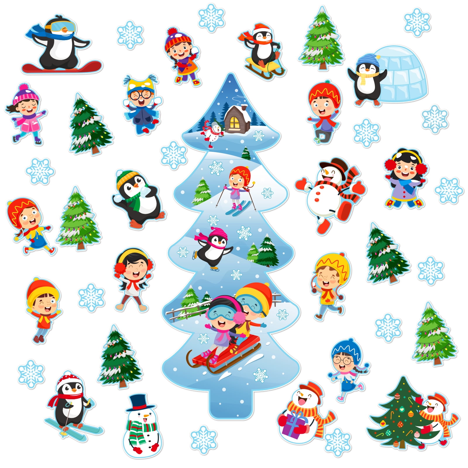 WhatSign Christmas Tree Bulletin Board Decorations Set 42pcs Kids ...