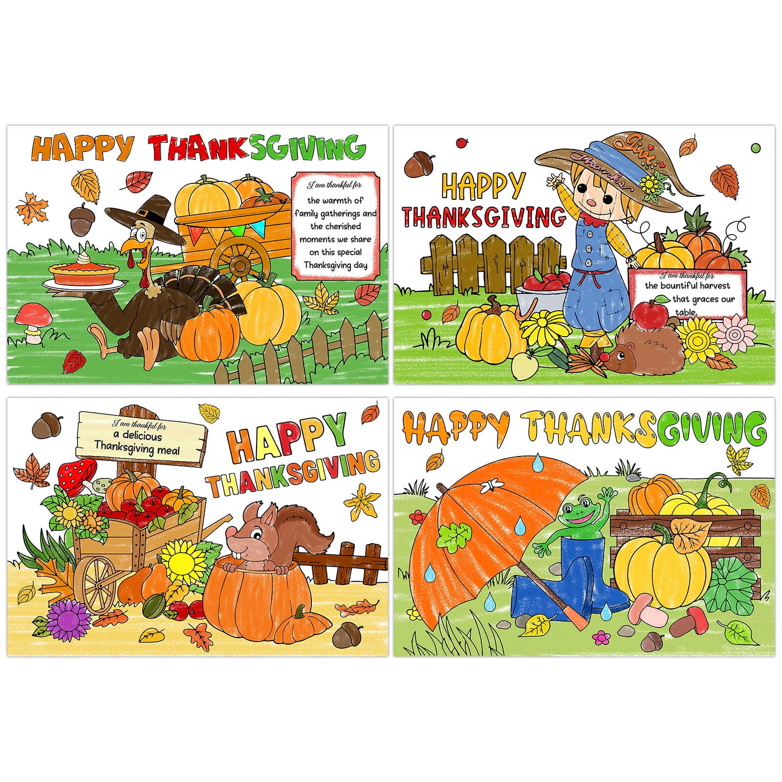 WhatSign Coloring Your Own Thanksgiving Placemats for Kids 12pcs ...