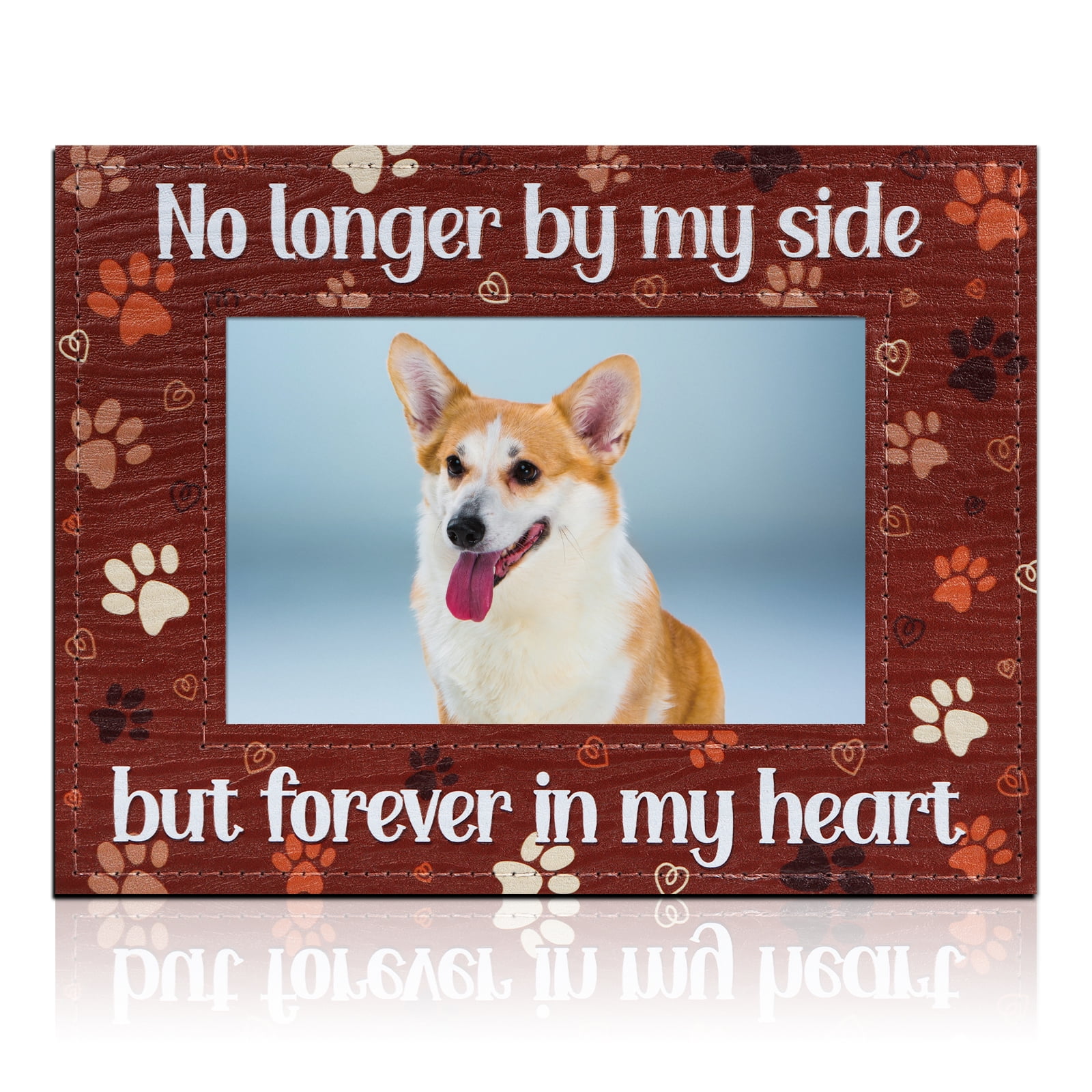WhatSign Dog Memorial Picture Frame - Forever in My Hearts, Leather Pet ...