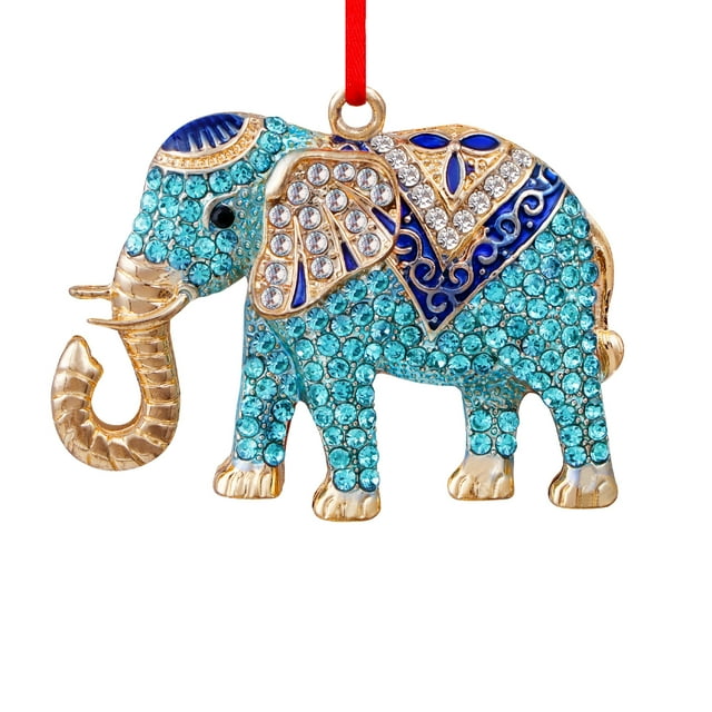 WhatSign Elephant Christmas Ornaments Metal Teal Elephant Christmas ...