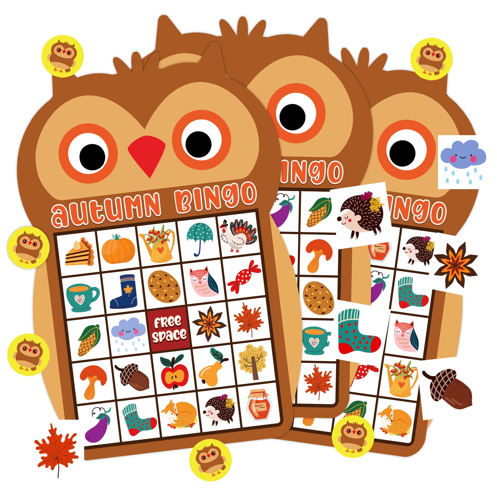 WhatSign Fall Bingo Card for Kids Adults 26 Players Owl Thanksgiving ...