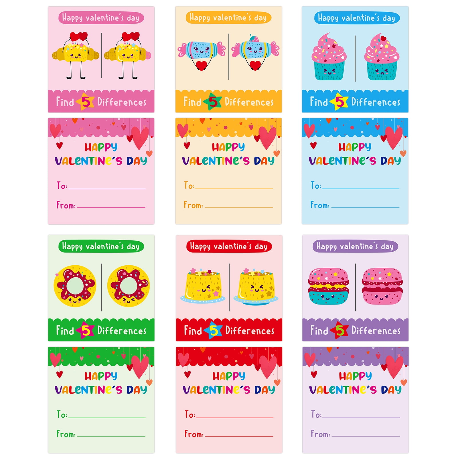 WhatSign Find 5 Difference Valentines Day Cards for Kids Classroom ...