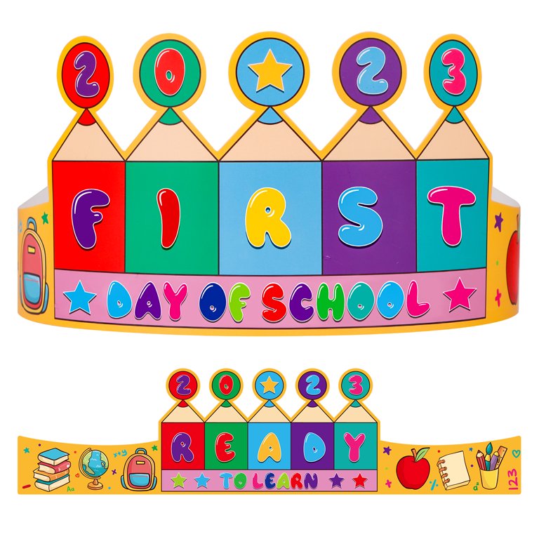 First Day Of School Headband 24pcs First Day Of School Paper Crowns ...
