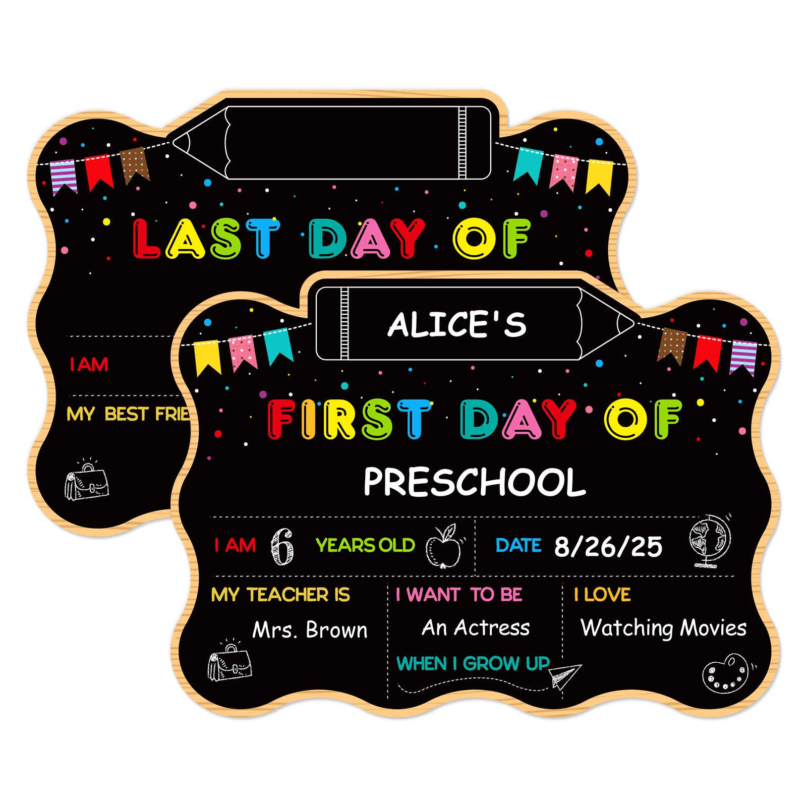WhatSign First&Last Day of School Sign - Reusable Erasable Double Sided ...