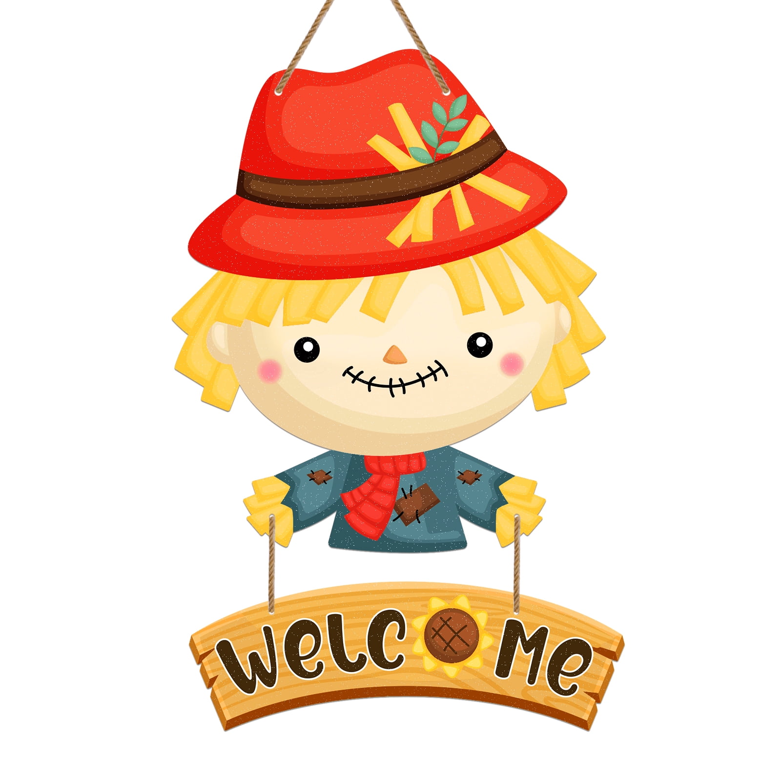 WhatSign Hello Fall Sign for Home Decorations Scarecrow Autumn Wreaths ...