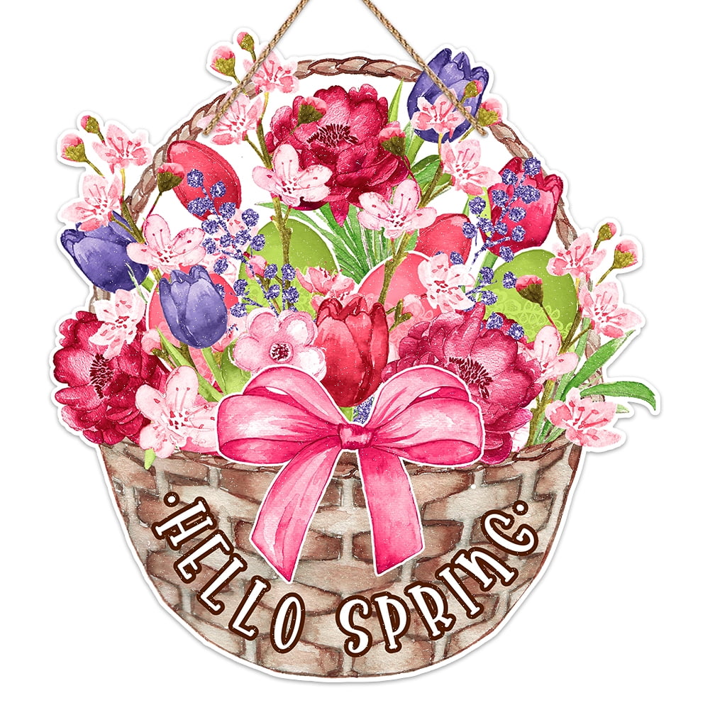 WhatSign Hello Spring Door Sign Welcome Sign for Front Door Spring ...