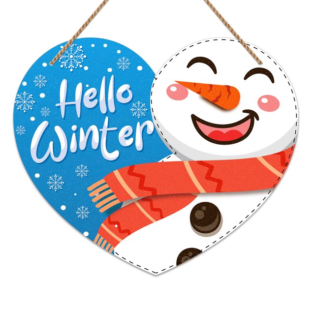 WhatSign Hello Winter Sign Heart Winter Welcome Sign for Front Door ...