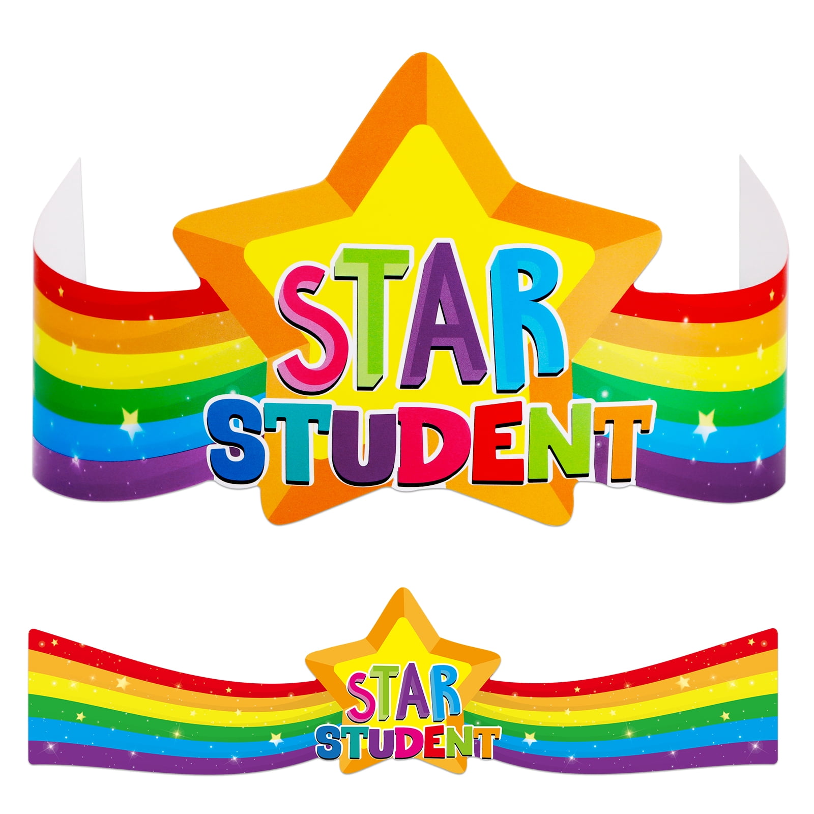 WhatSign Star Student Paper Crowns 24pcs Adjustable Paper Hats for ...