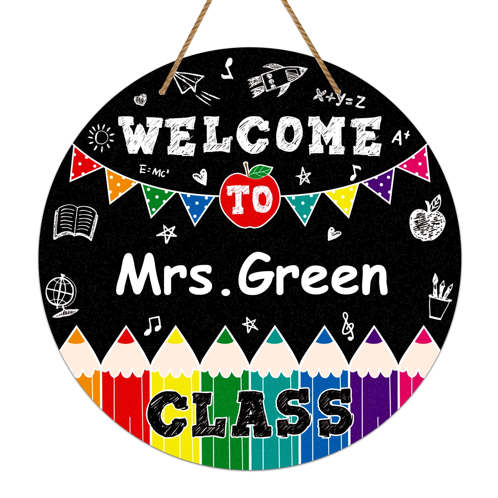 WhatSign Back to School Teacher Welcome Sign, 11.5" Personalized ...