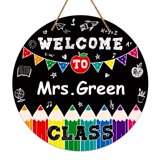 WhatSign Back to School Teacher Welcome Sign, 11.5" Personalized ...