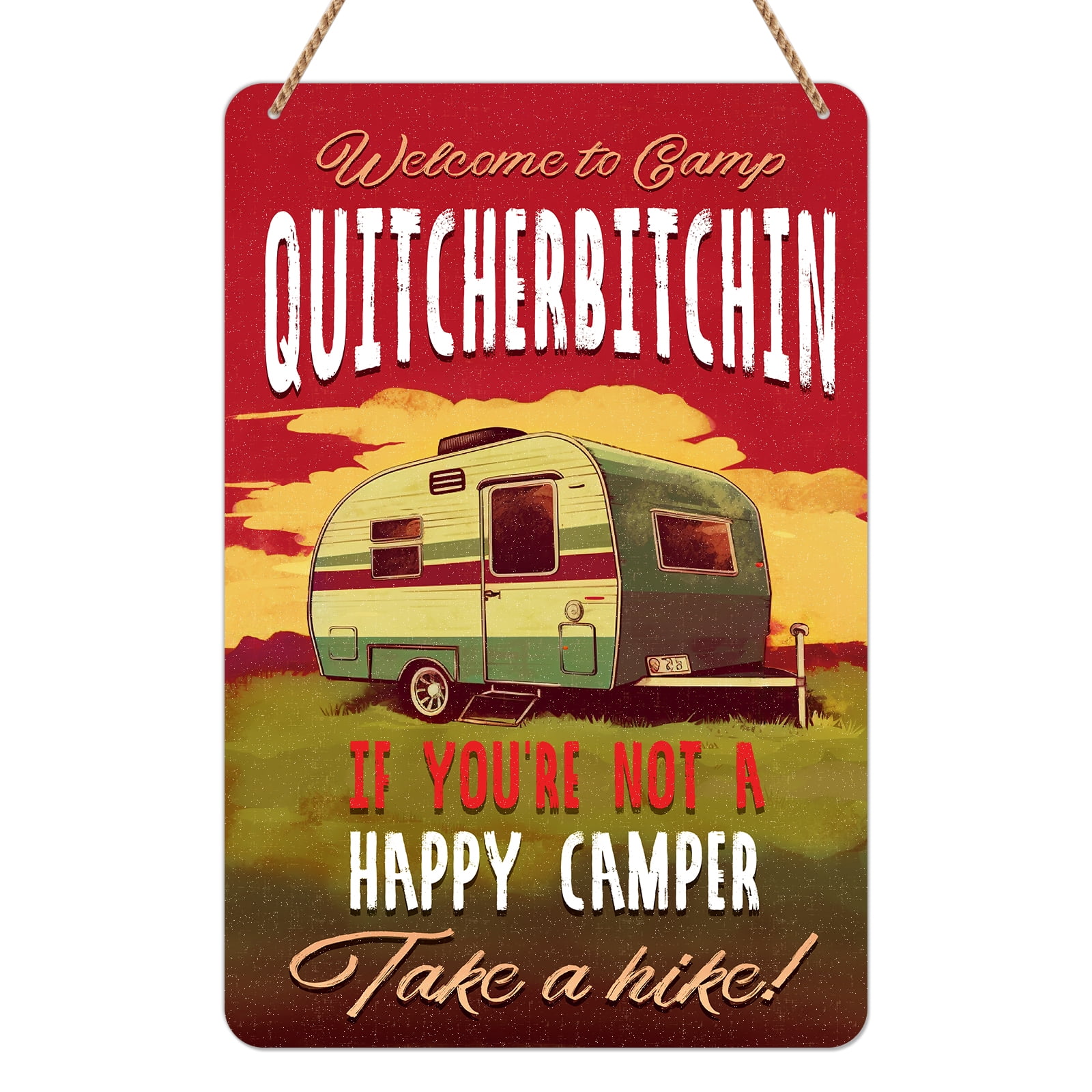 WhatSign Welcome to Camp Vintage Sign 8"X12" Funny Farmhouse Camper ...