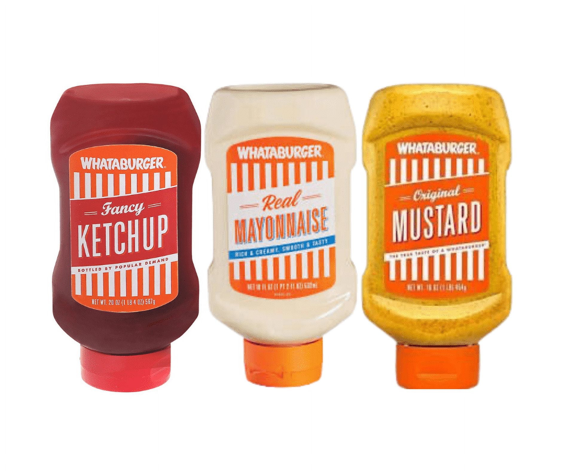 Whataburger Fancy Ketchup 20oz, Original Mustard 16oz, Real Mayonnaise ...