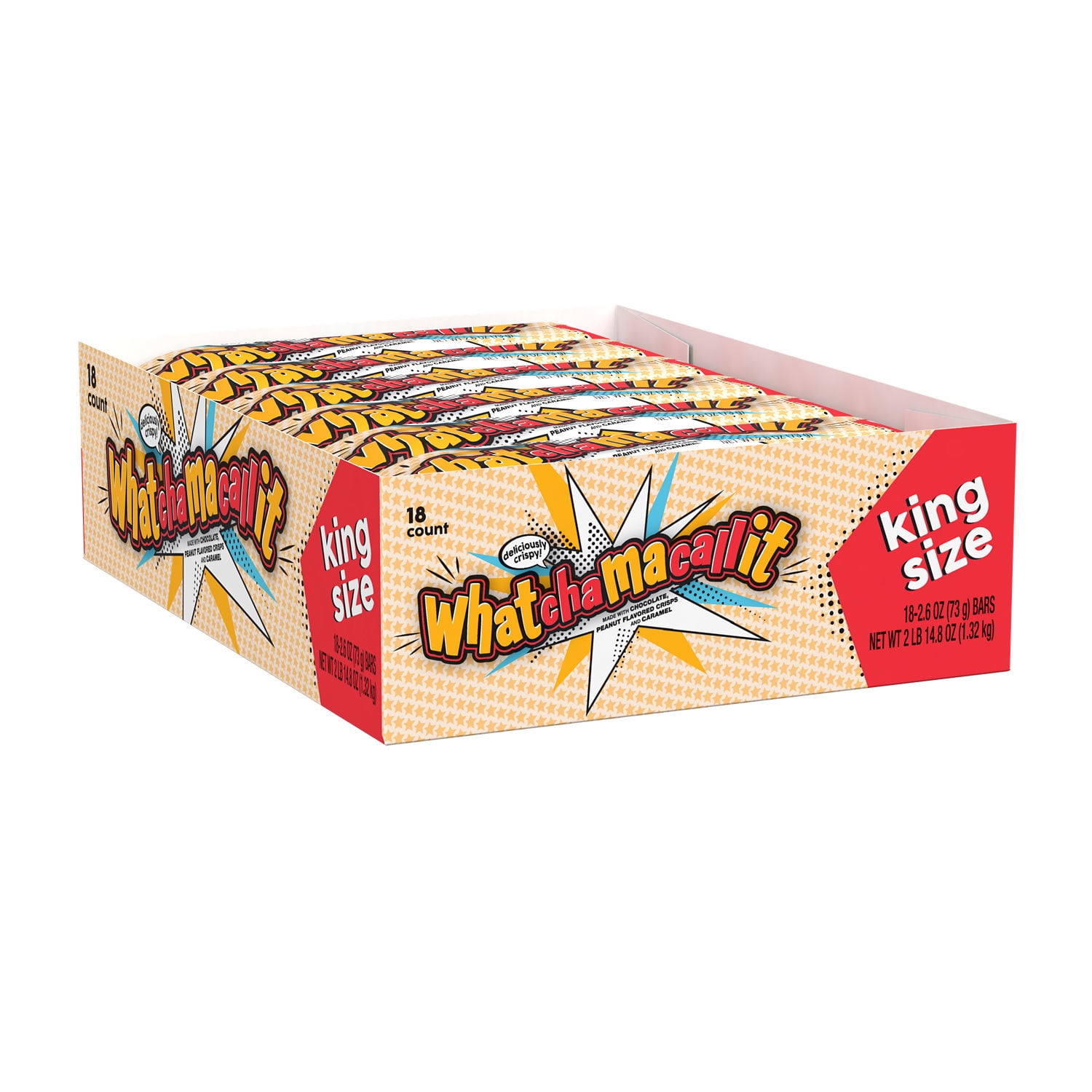 Whatchamacallit Chocolate Caramel Peanut Crisps King Size Candy, Bars 2 ...