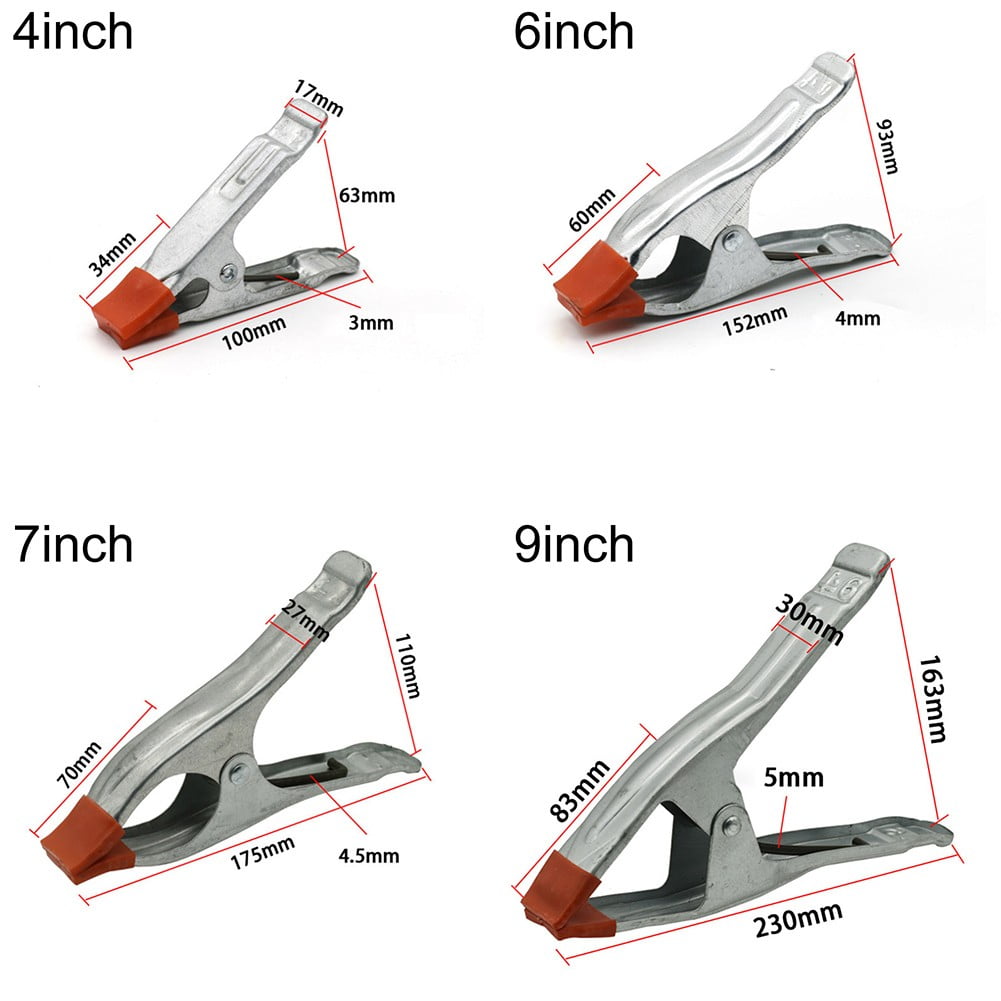 Whatever You Like 4 Pcs Metal Heavy Duty Spring Clamps Rubber Tips Tool ...