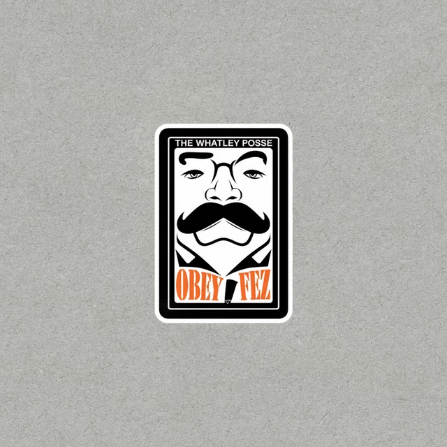 The Whatley Posse Obey Fez Vinyl Sticker - Mustache Man Portrait ...