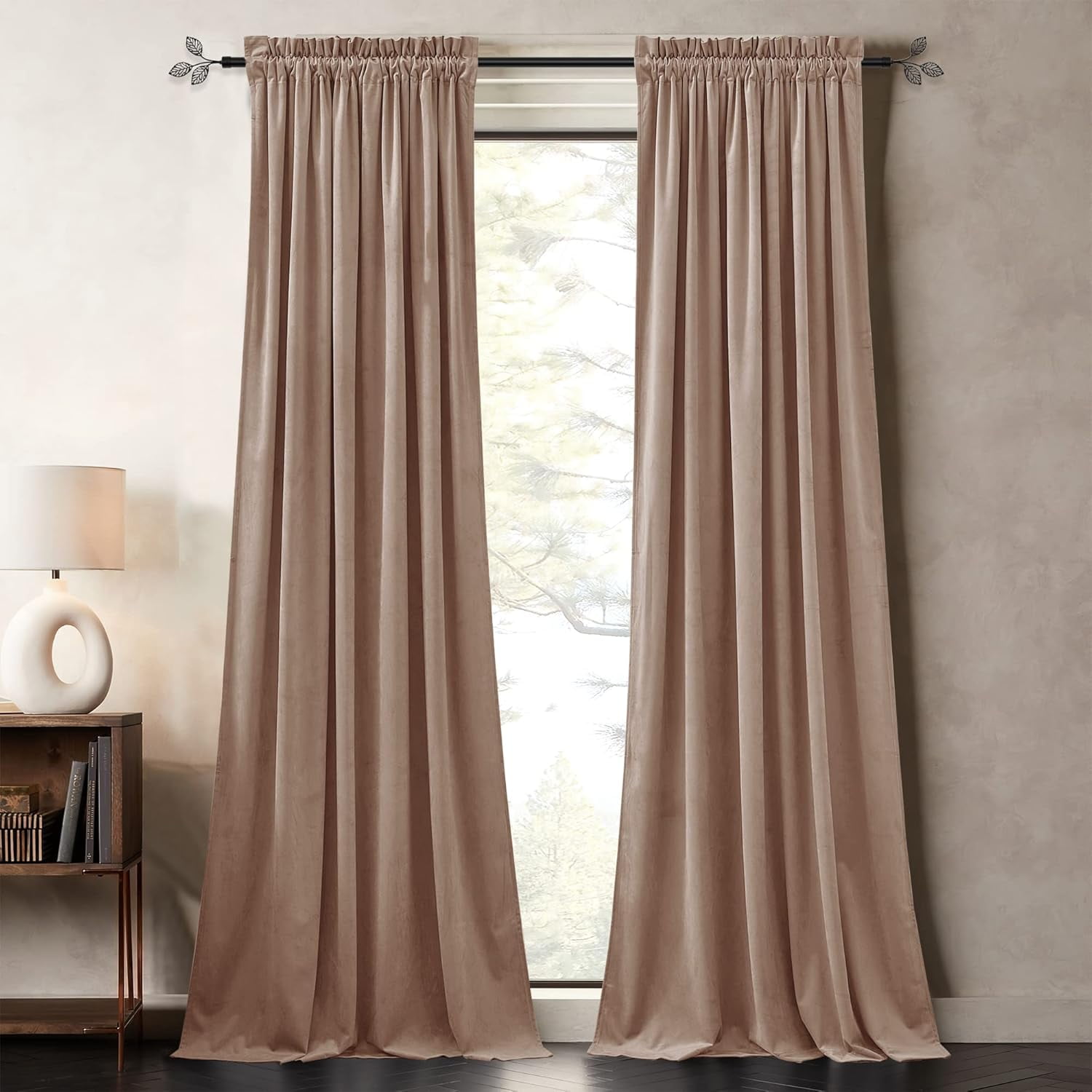 Wheat Blackout Velvet Curtains 96 Inches - Room Darkening Curtains for ...