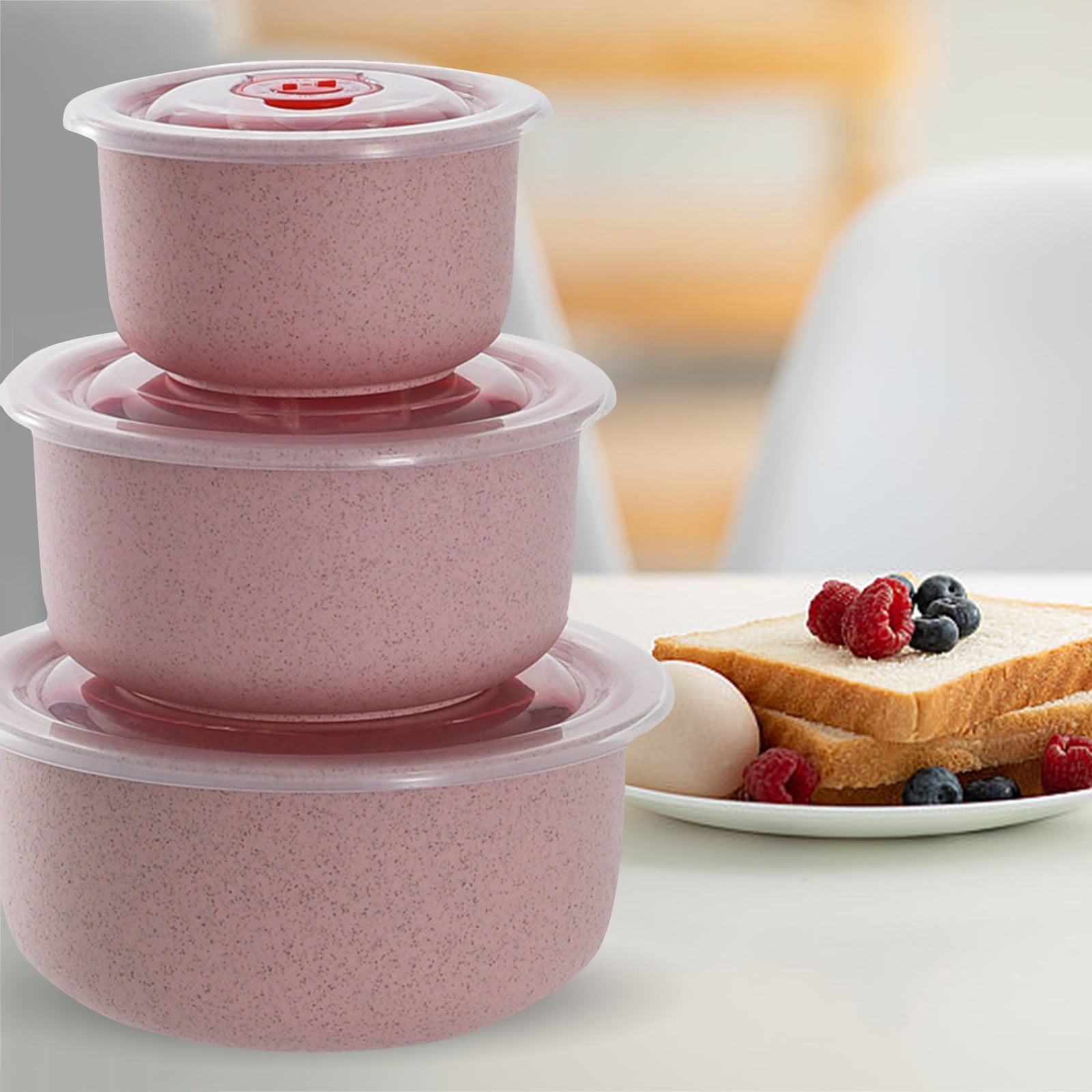 Wheat Bowl Set With Lid Airtight Bowl Food Storage Containers Microwave ...