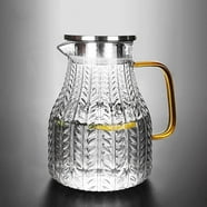 BEKWS Glass Pitcher, 1.5L, Stainless Steel Gold Lid, Slim Design, Hot ...