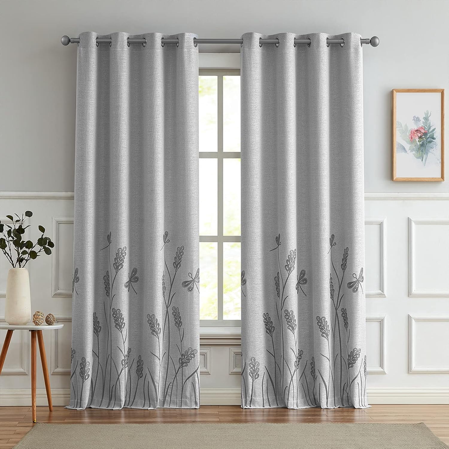 Wheat Embroidery Linen Texture Curtain Panel for Living Room Bedroom ...