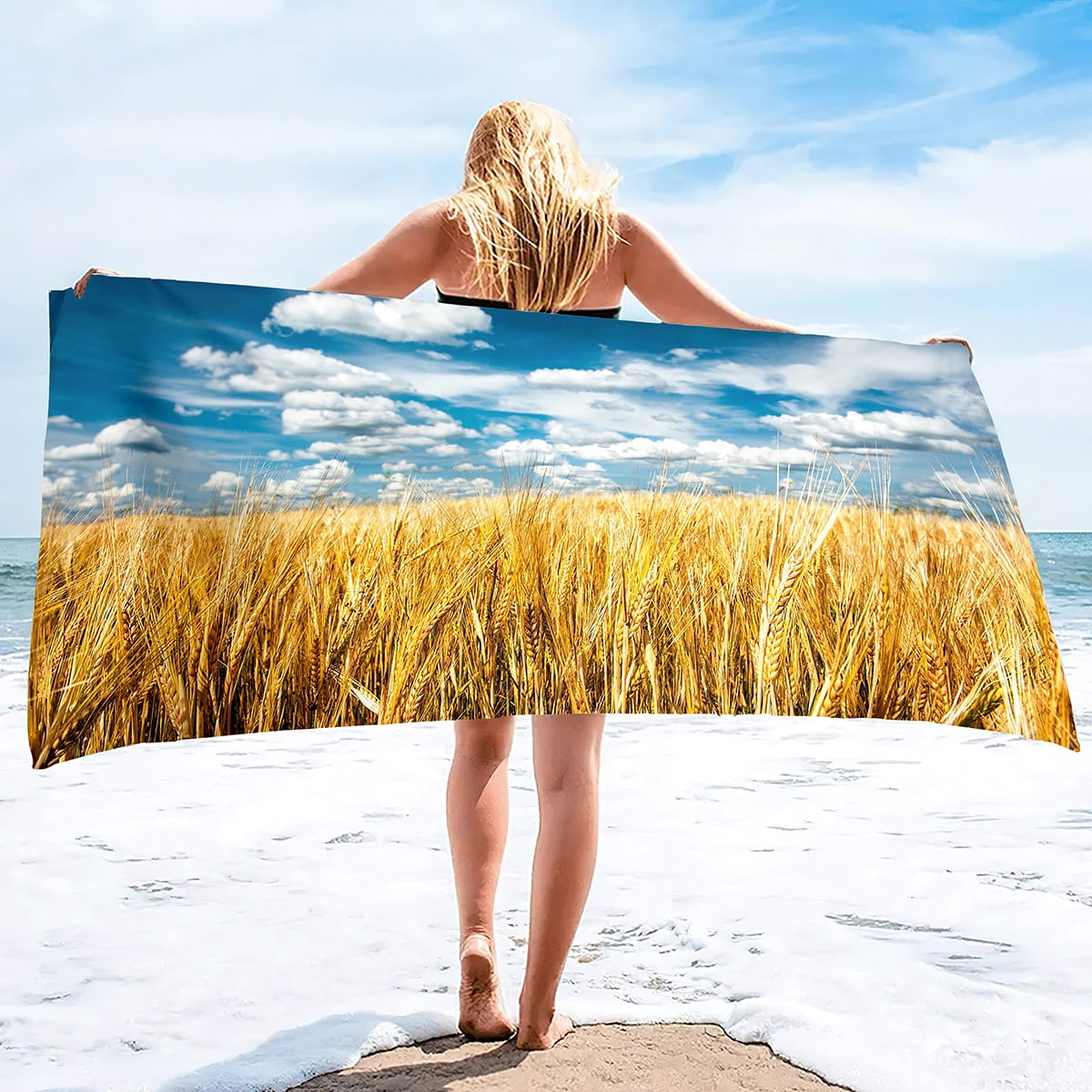 Wheat Field Beach Towel Quick Dry Sand Free Lightweight Golden ...