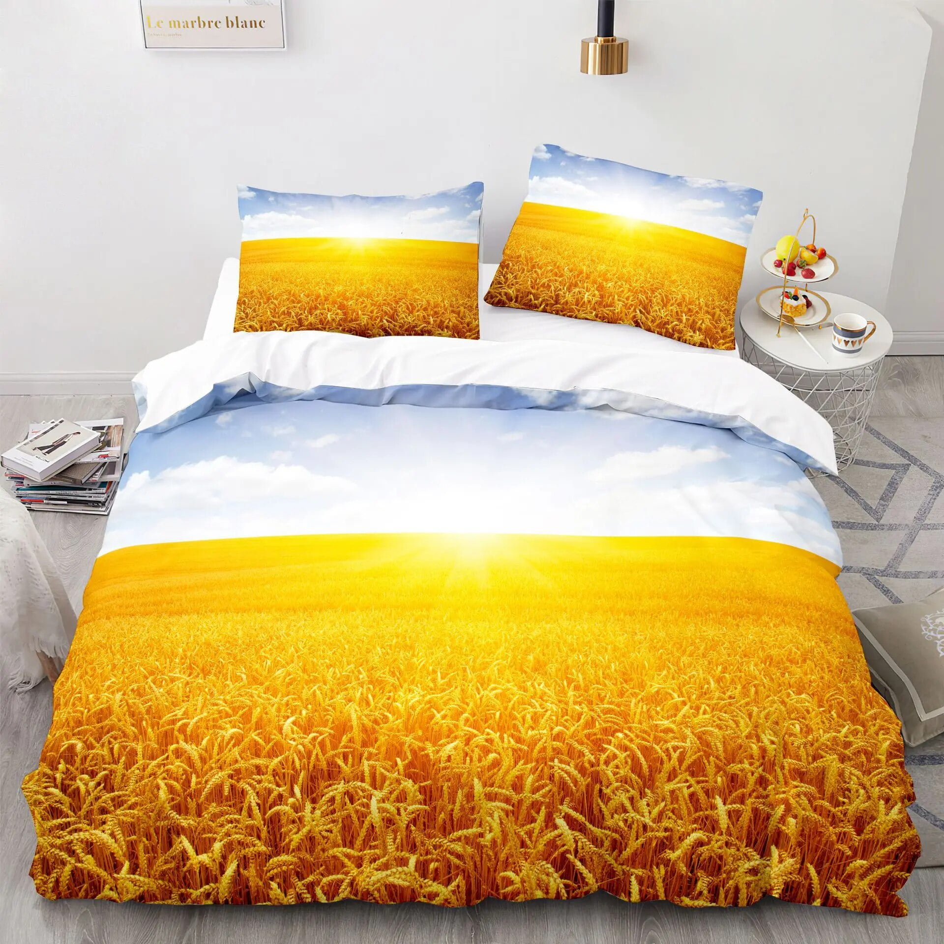 Wheat Field Landscape Duvet Cover King Golden Wheat Ears Bathed In ...