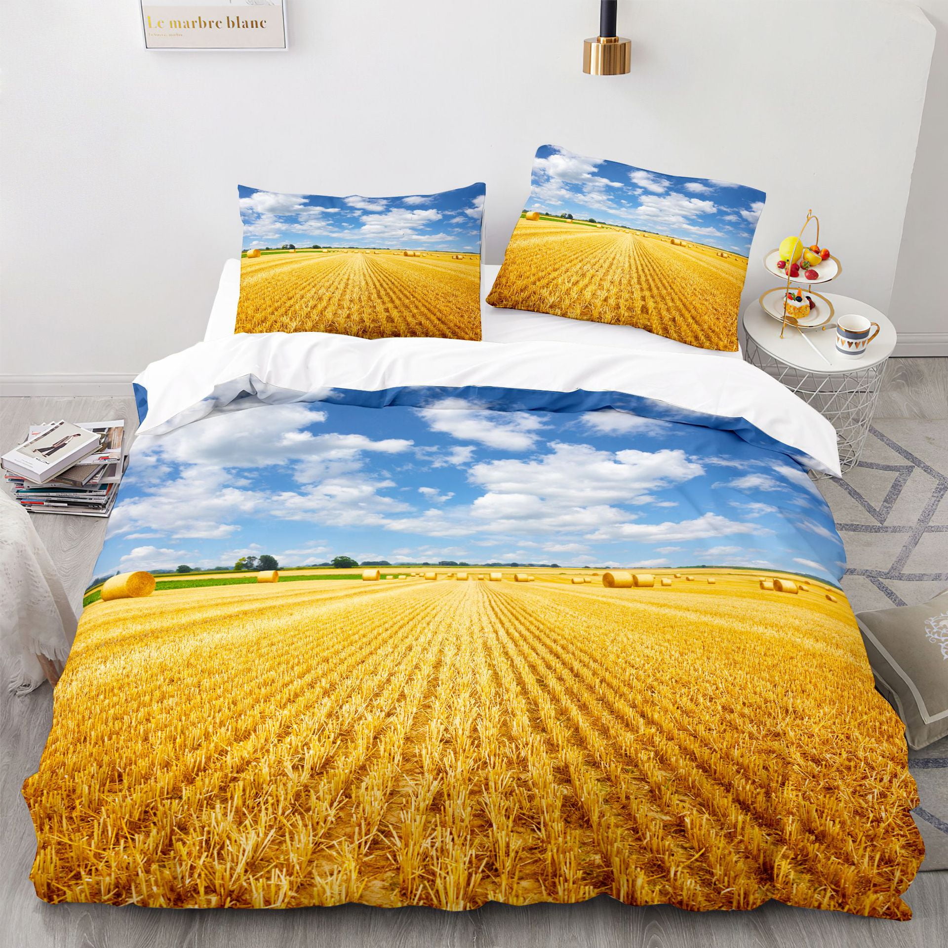 Wheat Field Landscape Duvet Cover King Golden Wheat Ears Bathed In ...
