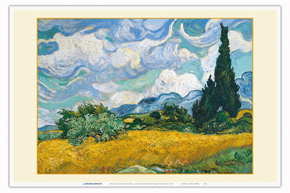 Wheat Field with Cypresses - Saint-Rémy France - From an Original Color ...