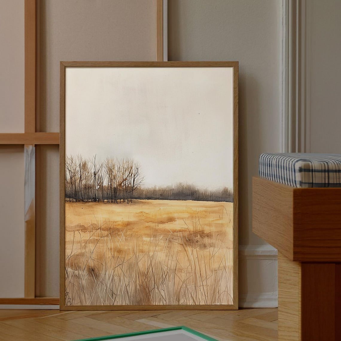 Wheat Fields Landscape Oil Painting, Vintage Landscape Print, Vintage ...