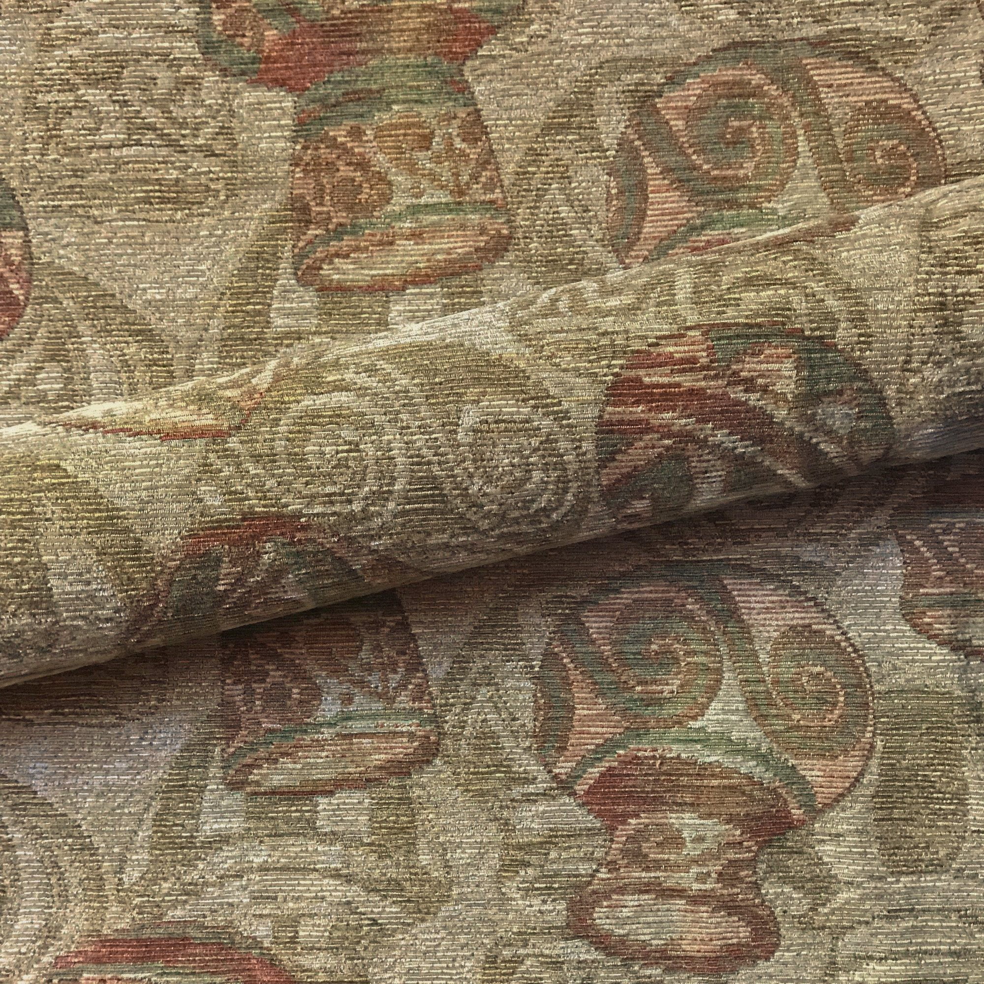 Wheat Green Pottery Pattern Tapestry Weave Upholstery Fabric 56" by the ...