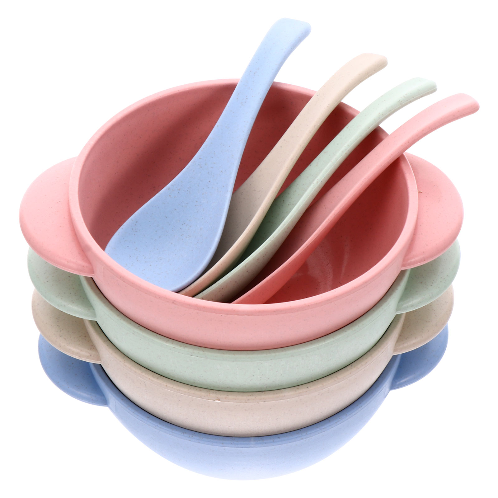 Zonh Wheat Straw Bowl Kids Feeding Baby with Spoon Pp Mixing Bowls ...