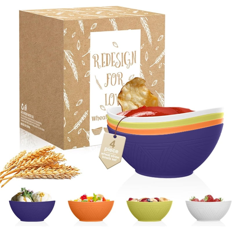 Wheat Straw Bowls 10 OZ Unbreakable Dinner Bowls Alternative to Plastic ...