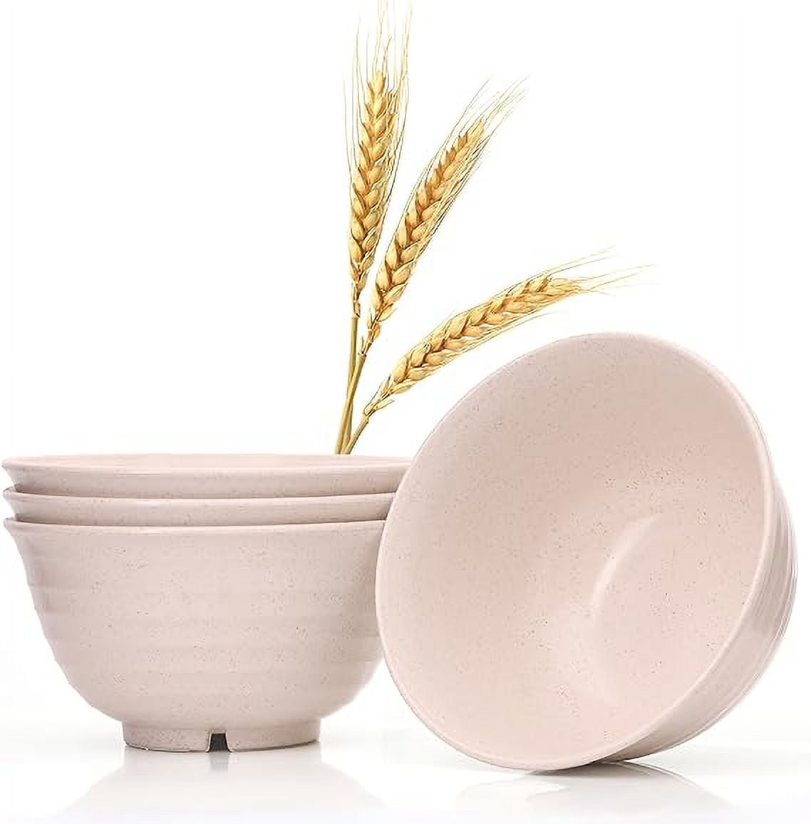 Wheat Straw Bowls, Wheat Fiber Set of 4 Lightweight Unbreakable Plates ...