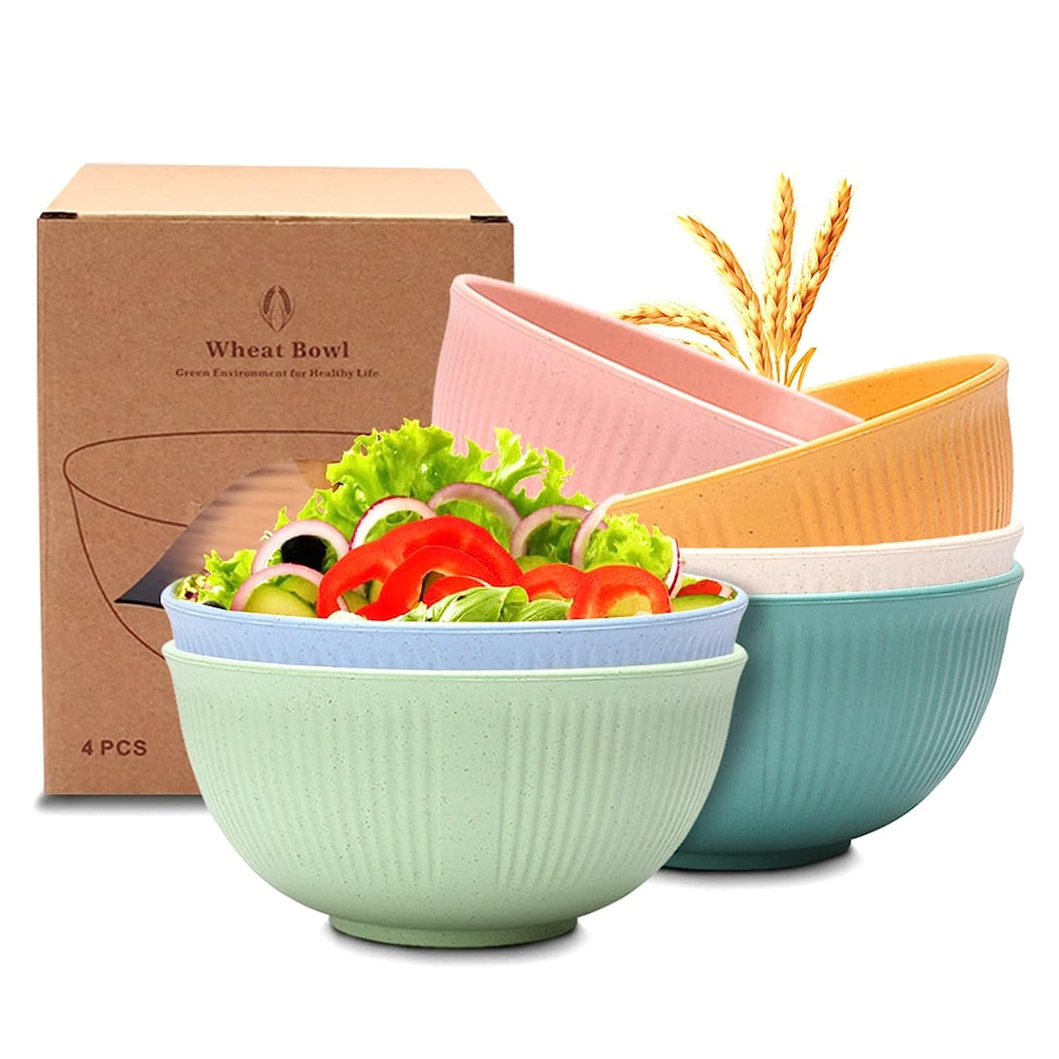 Holzlrgus Wheat Straw Bowls Set 24 OZ, Unbreakable Microwave Safe ...
