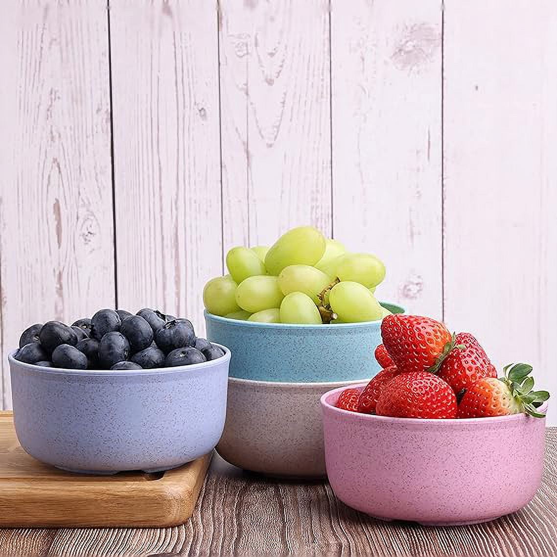 Wheat Straw Bowls Set of 4 Lightweight Reusable Plates - Microwave ...