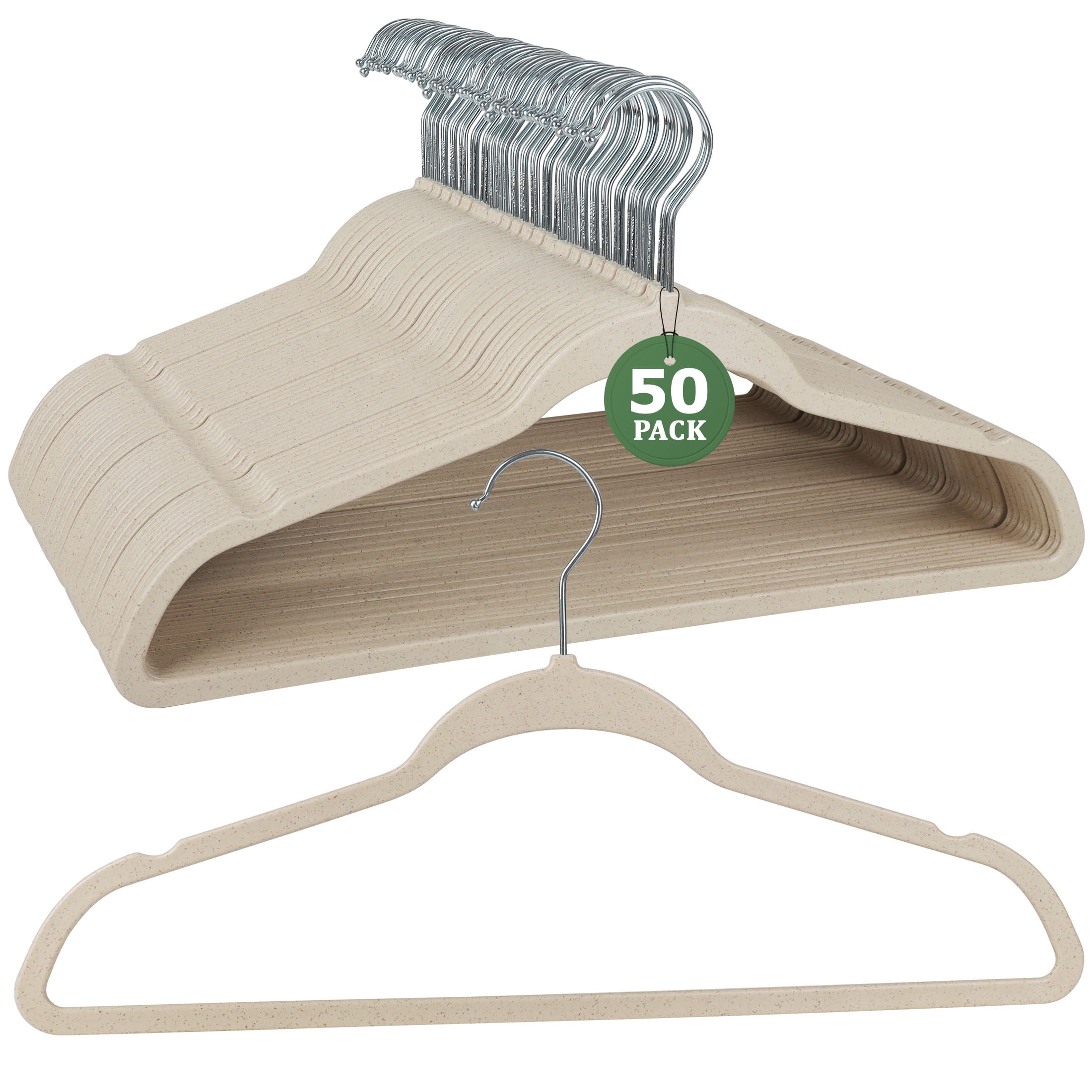 Wheat Straw Clothes Hangers 50 Pack, 17.5 Inch Non-Slip Suit Hangers ...