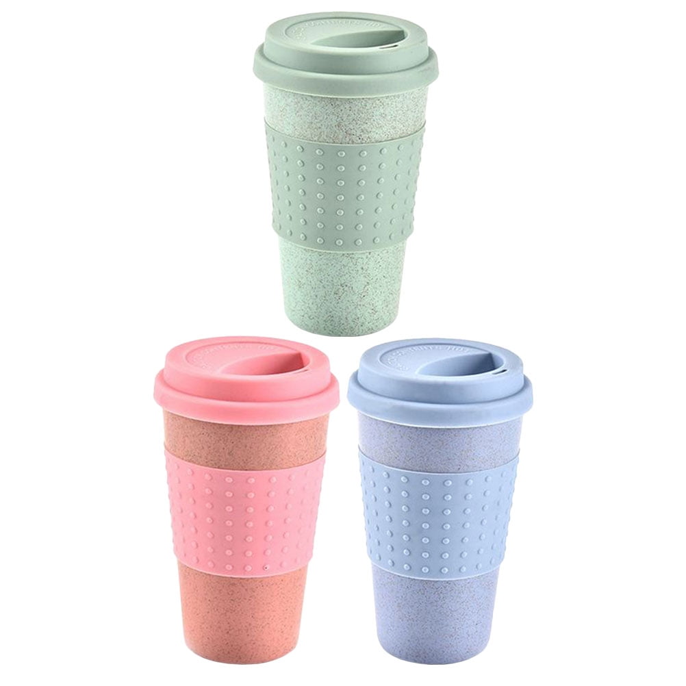 Wheat Straw Cup Freezer Cups Plastic Reusable Dishwasher Safe 3 Pcs ...
