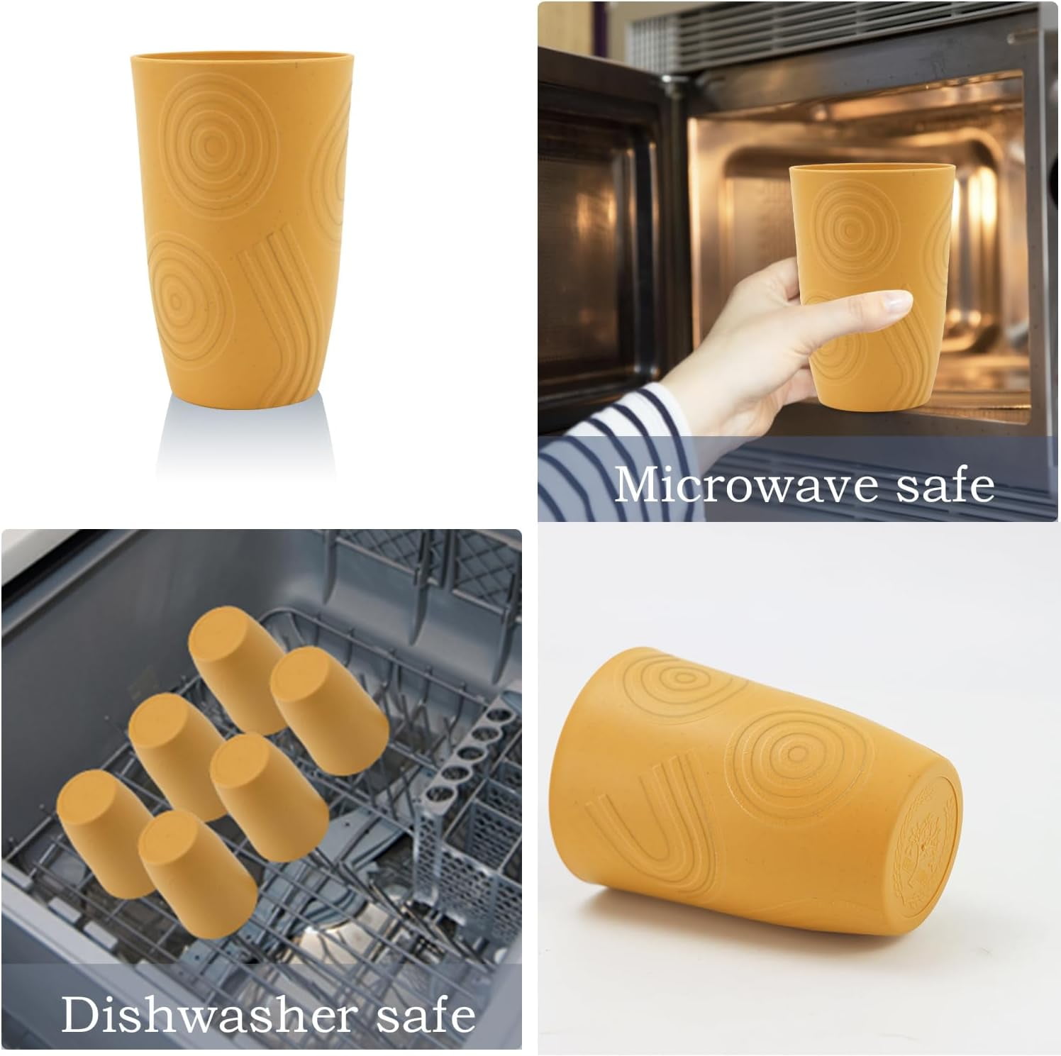 Wheat Straw Cups 6 PCS Good Alternative to Plastic Reusable Cups 20 oz ...