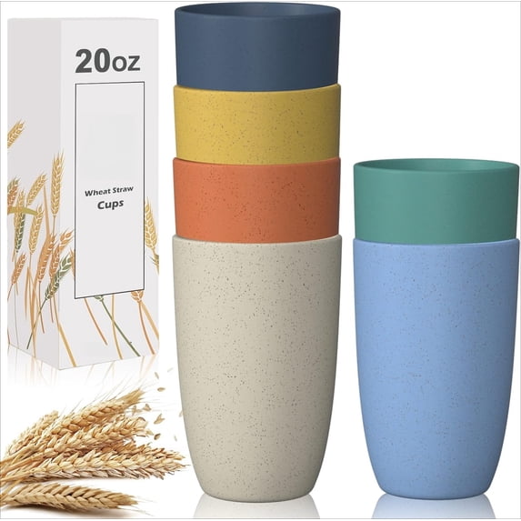 Wheat Straw Cups 6 PCS Good Alternative to Plastic Reusable Cups 20 oz ...