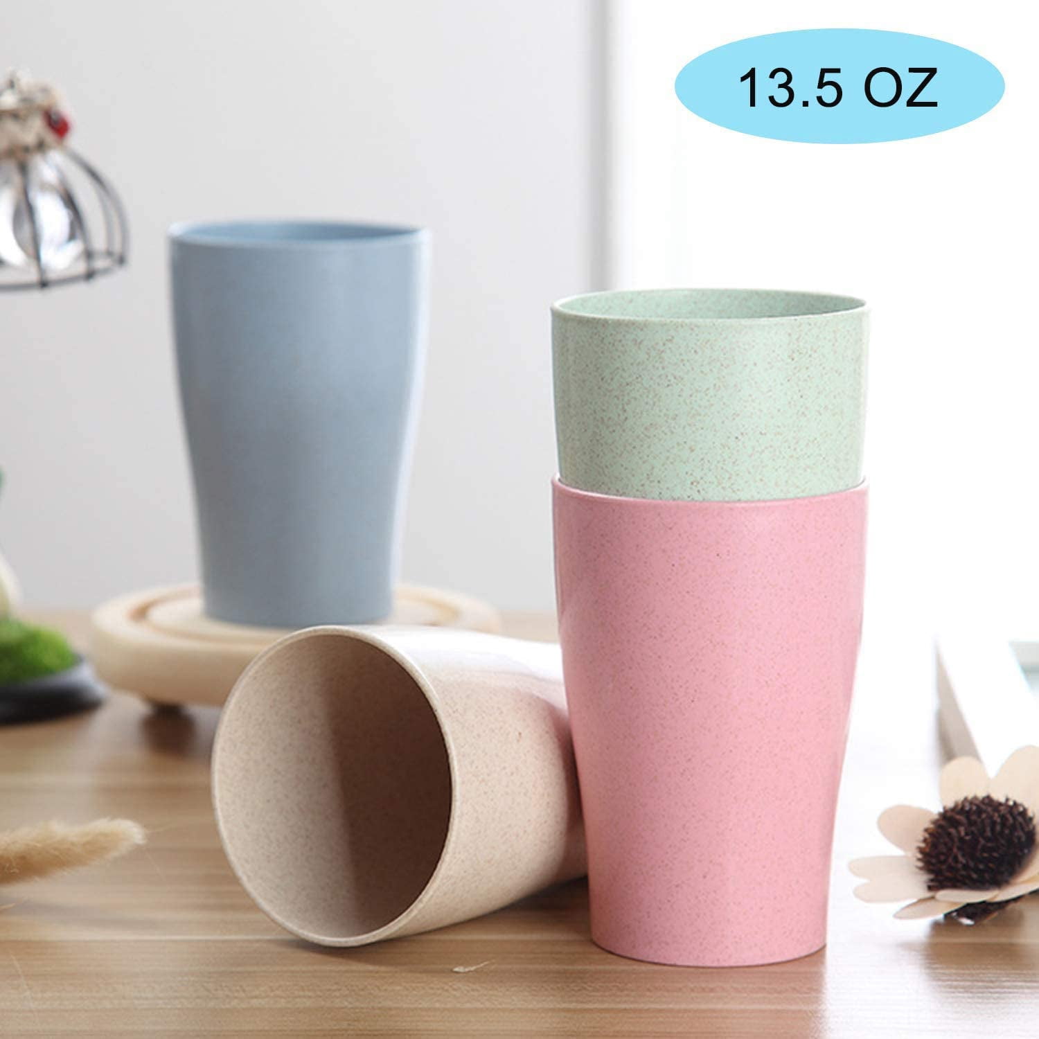 Wheat Straw Cups for Kitchen, Unbreakable and Reusable Drinking Cups ...