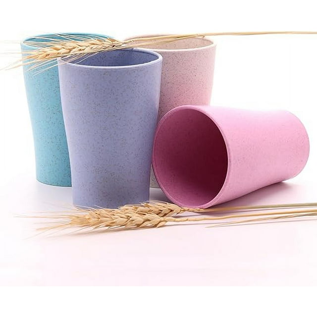 Wheat Straw Cups Set of 4 PCS - Lightweight Wheat Straw Fiber Drinking ...
