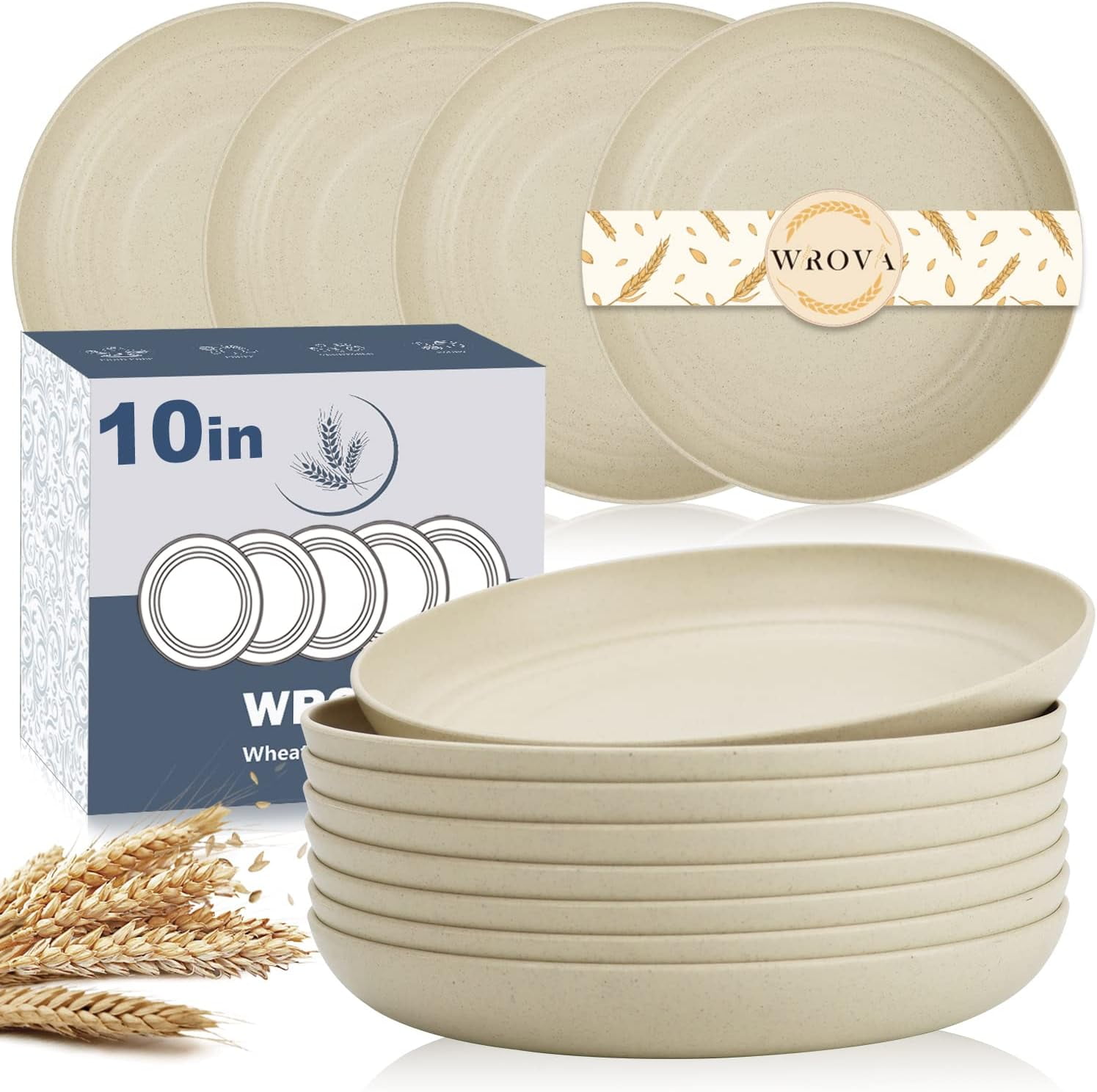 PHYSUN-Wheat Straw Dinner Plates Set of 8 - 10 Inch Unbreakable ...