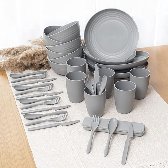 Wheat Straw Dinnerware Set - & Safety Certified - , Microwave ...