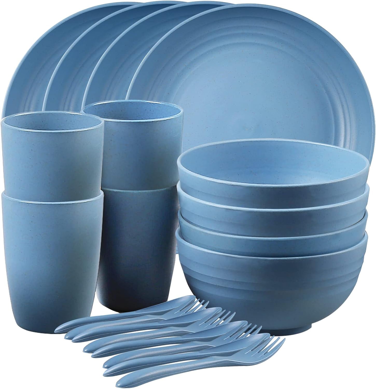 Wheat Straw Dinnerware Sets for 4, 20 PCS Unbreakable Plates and Bowls ...