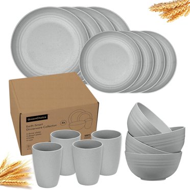 Mainstays 12-Piece Eco-Friendly Dinnerware Set, Aqua - Walmart.com